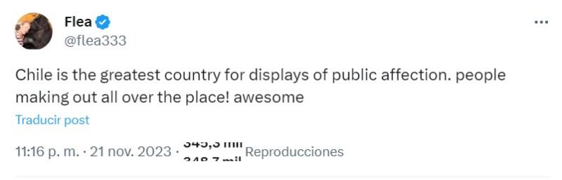 Flea (Red Hot Chili Peppers) se rinde ante rasgo de los chilenos