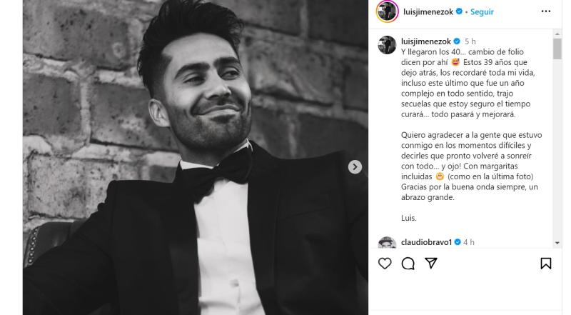 La reflexión de Luis Jiménez en su cumpleaños: “Pronto volveré a ...