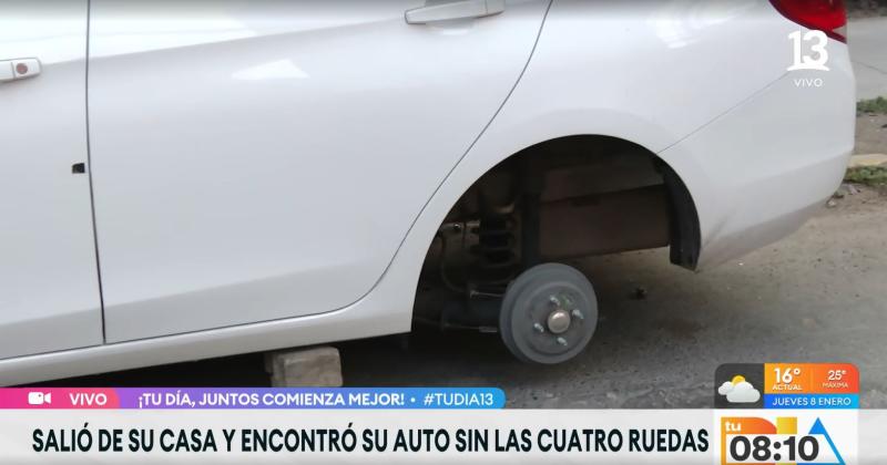 Hombre salió de su casa y halló su auto sin sus ruedas | T13