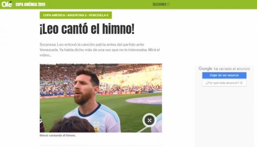 Por qué en argentina celebran que Messi haya cantado el himno